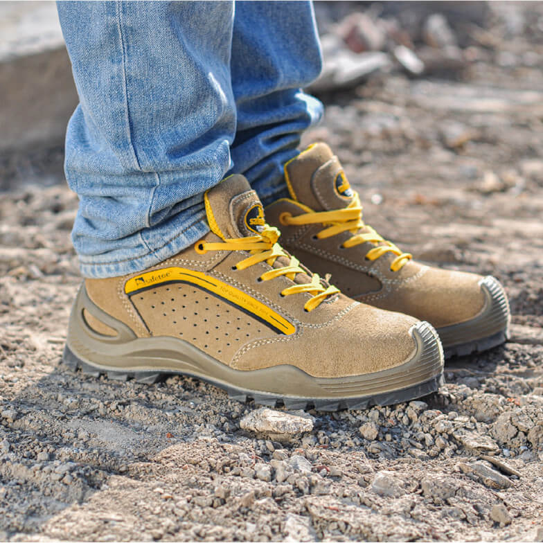 Safetoe Breathable Lightweight Leather Steel Toe Safety Work Shoes ...