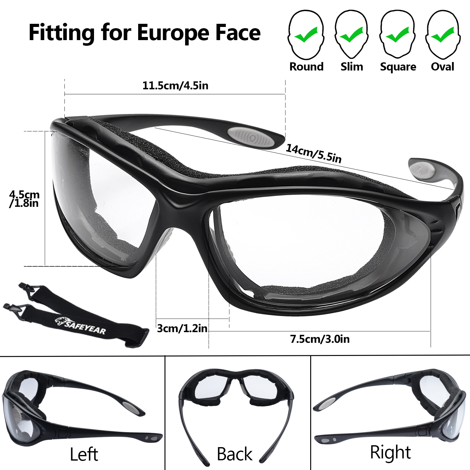 Safeyear Fogless Z87 Safety Glasses Goggles for Men & Women | Safetoe ...
