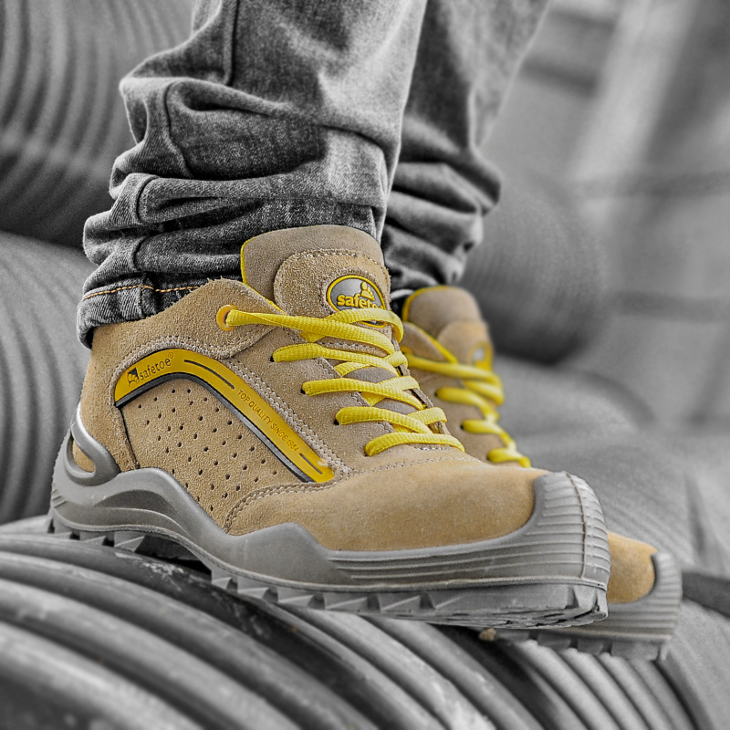 Safetoe Breathable Lightweight Leather Steel Toe Safety Work Shoes ...