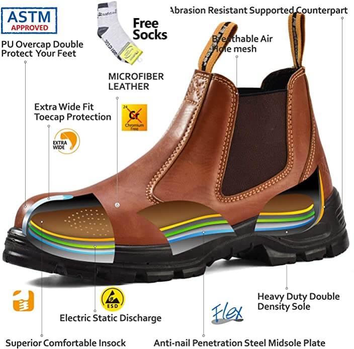 Safetoe Wide Fit Waterproof Steel Toe Work Boots for Men & Women ...